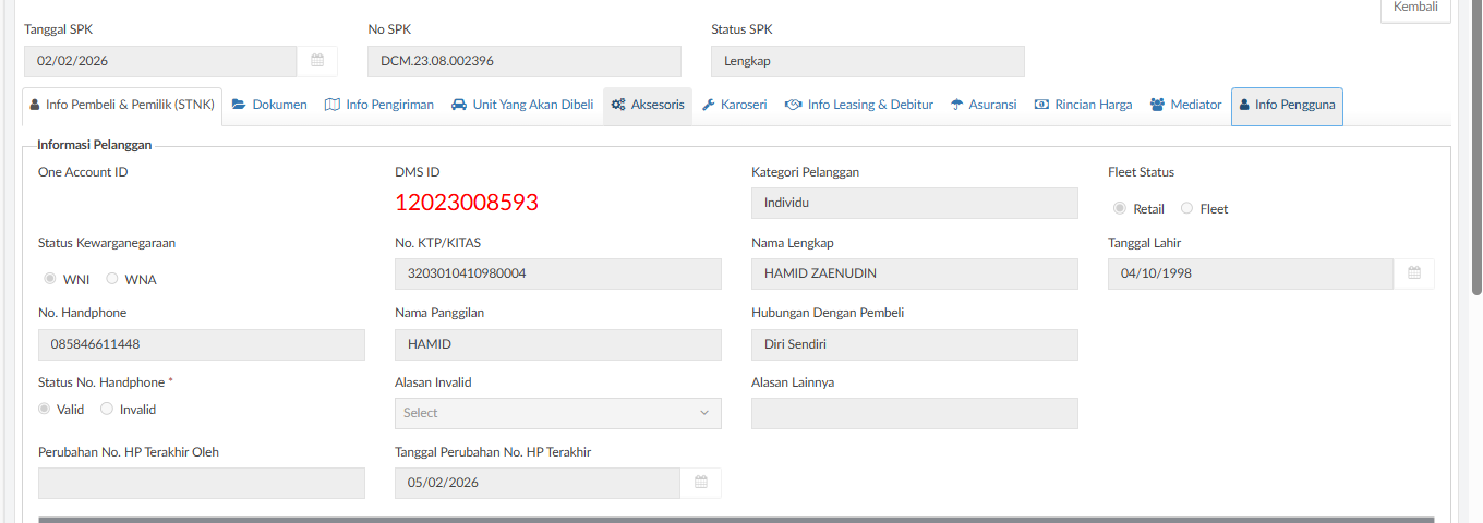Maintain SPK – User Manual TAM Dealer Management System