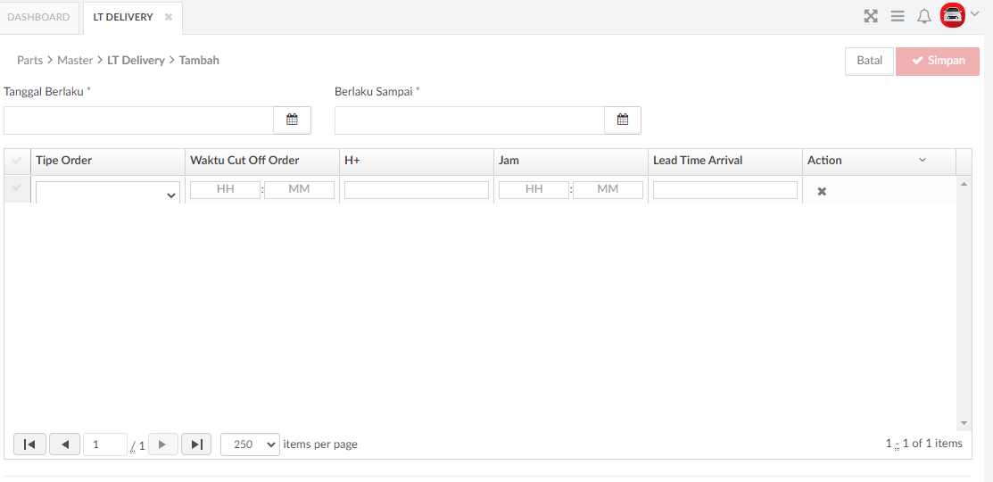 LT Delivery – User Manual TAM Dealer Management System