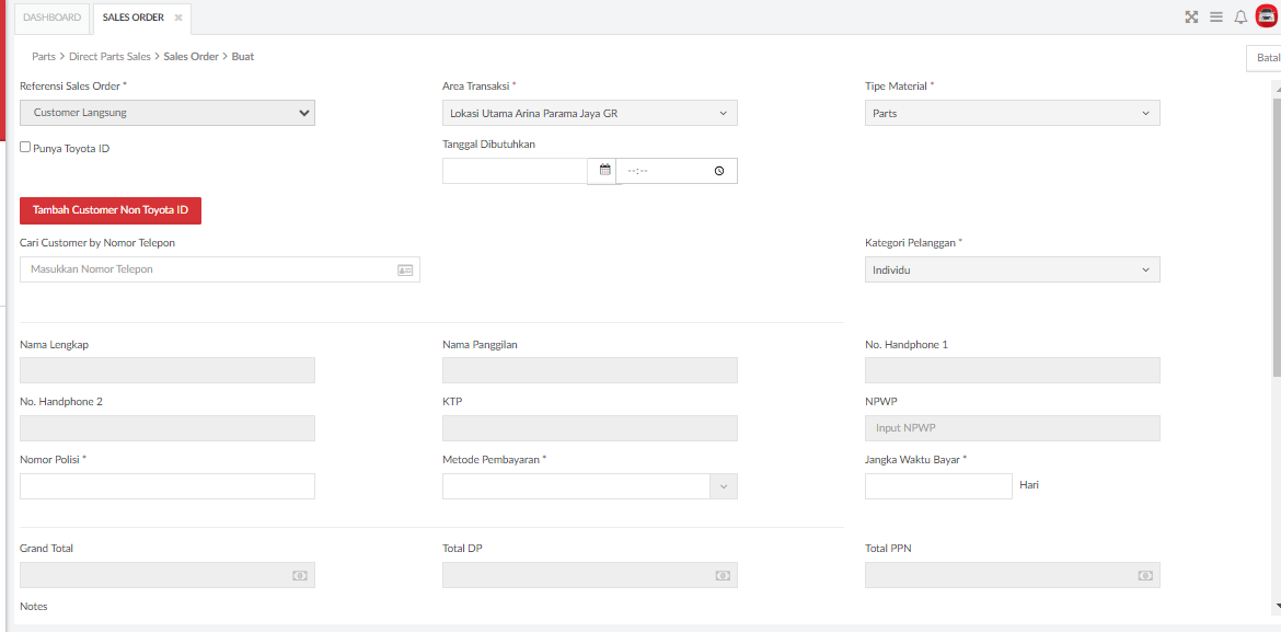Sales Order – User Manual TAM Dealer Management System
