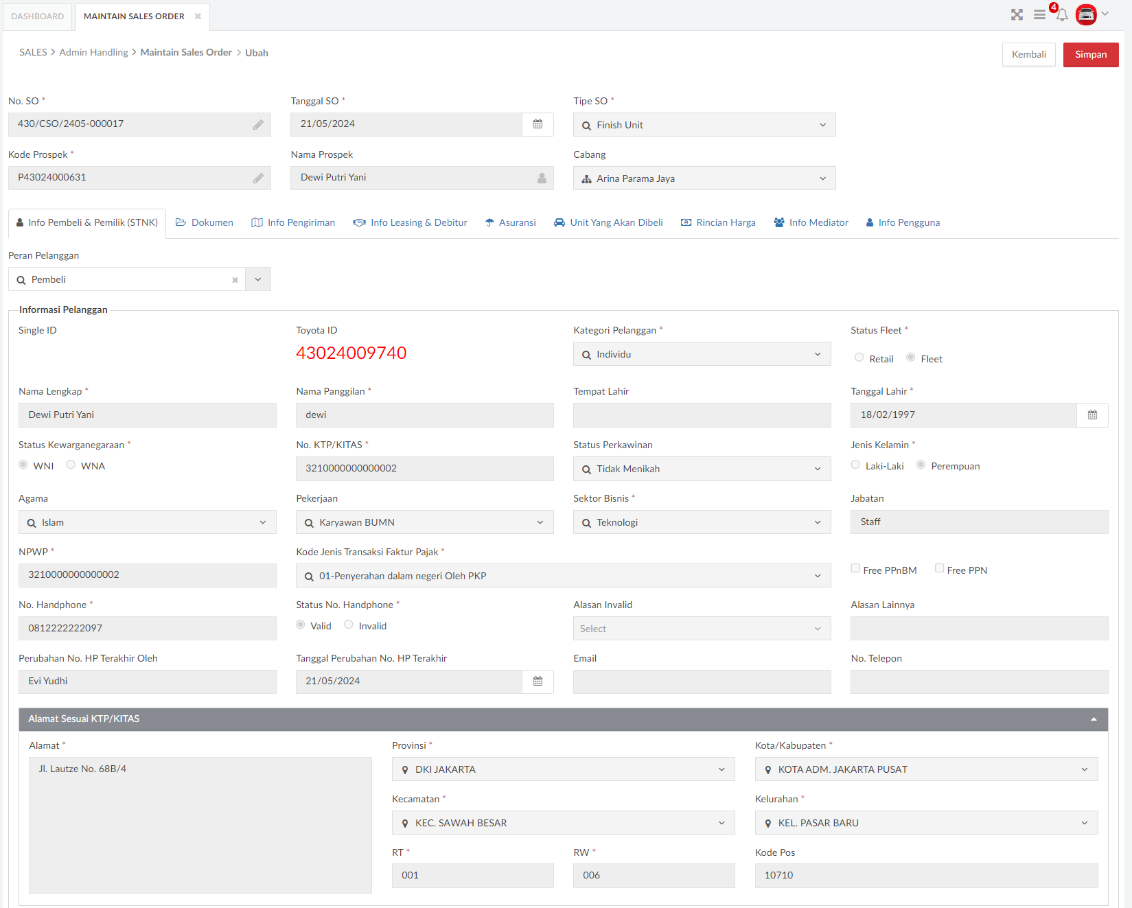 Edit Sales Order – User Manual TAM Dealer Management System