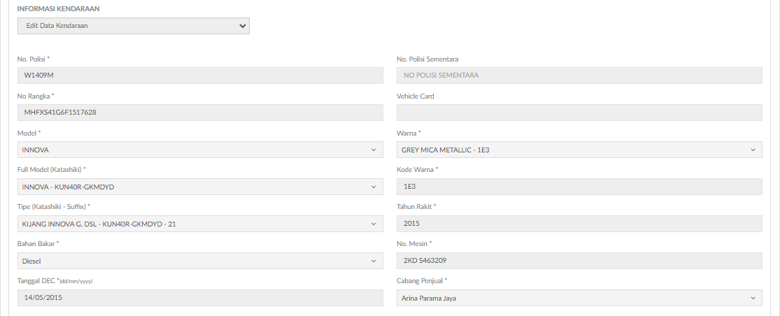 WO List GR – User Manual TAM Dealer Management System