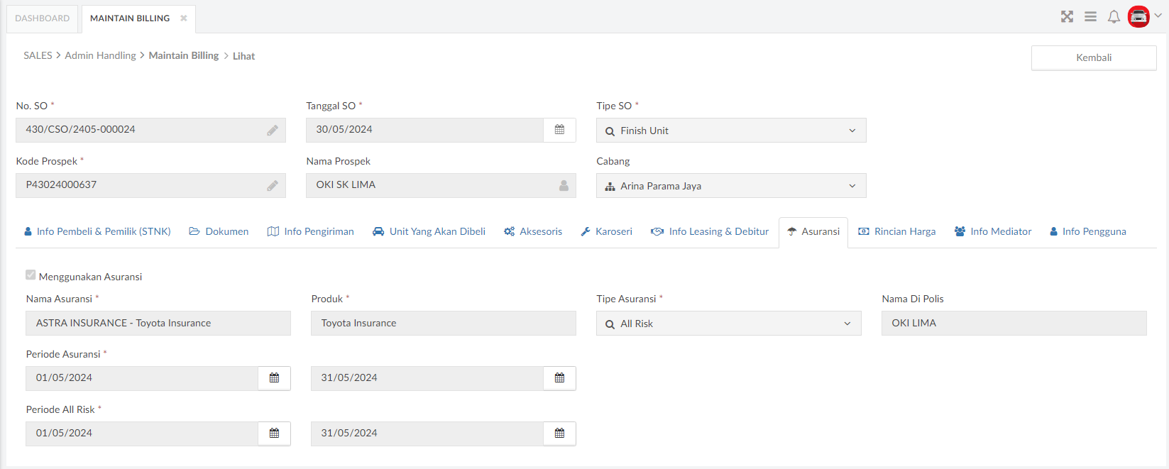 Edit Sales Order – User Manual TAM Dealer Management System