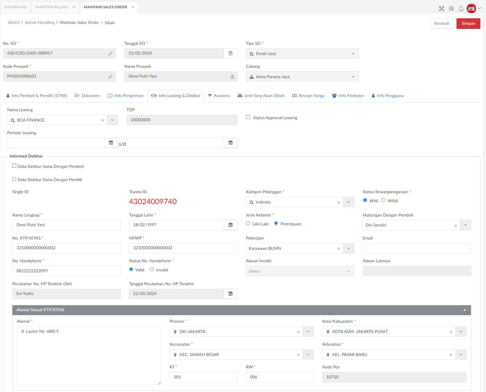Edit Sales Order – User Manual TAM Dealer Management System