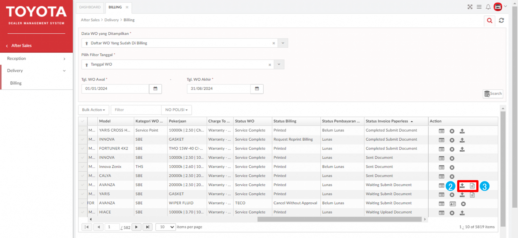 Billing – User Manual TAM Dealer Management System