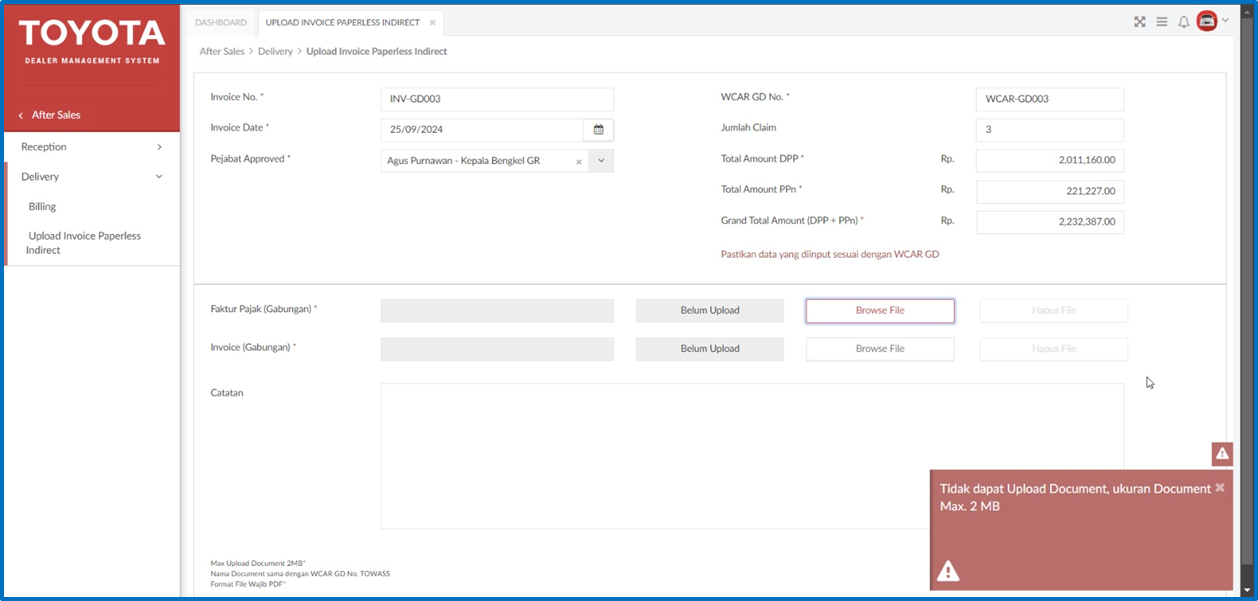 Upload Invoice Paperless Indirect – User Manual TAM Dealer Management ...