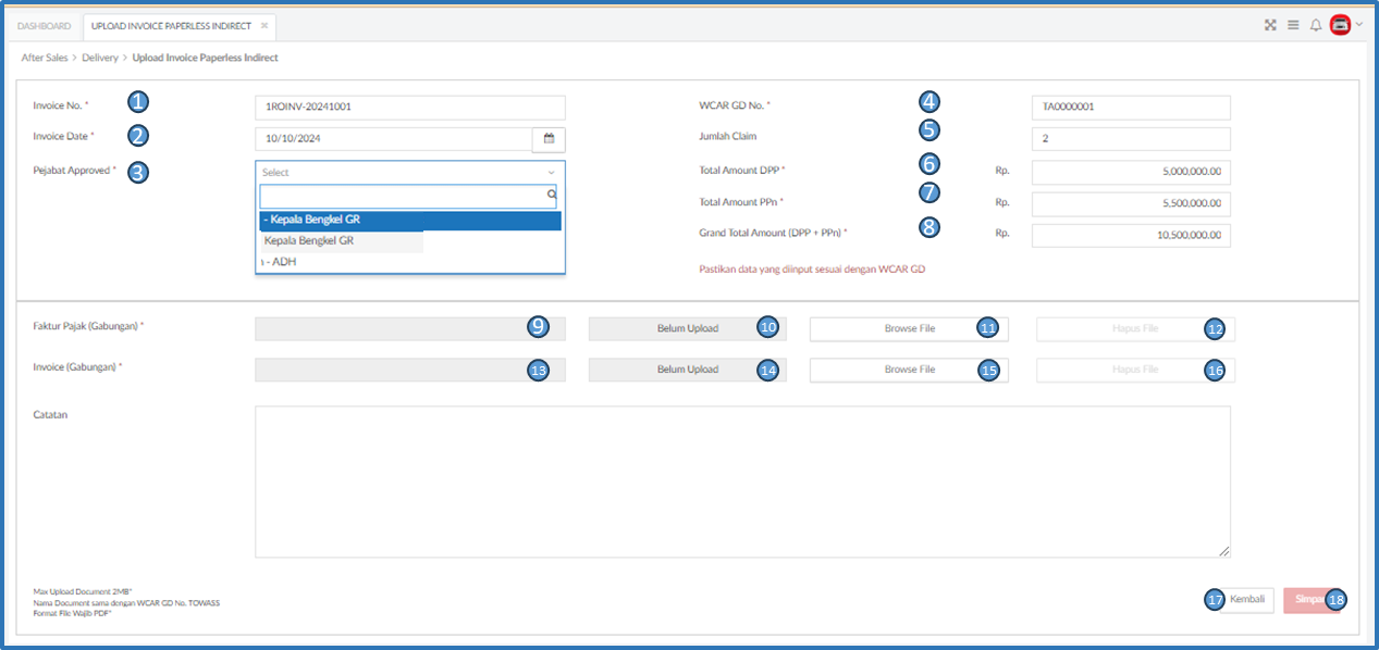 Upload Invoice Paperless Indirect – User Manual TAM Dealer Management ...